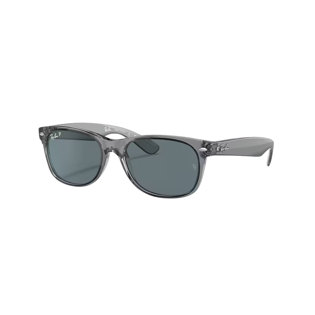 Ray Ban Men's New Wayfarer Sunglasses- Transparent Grey, Polar Dark Bl ...
